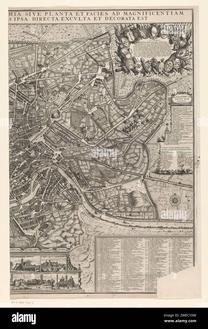 Map of Rome (right part), Anonymous, 1721 - 1774 print Right part of a map of Rome, consisting ...