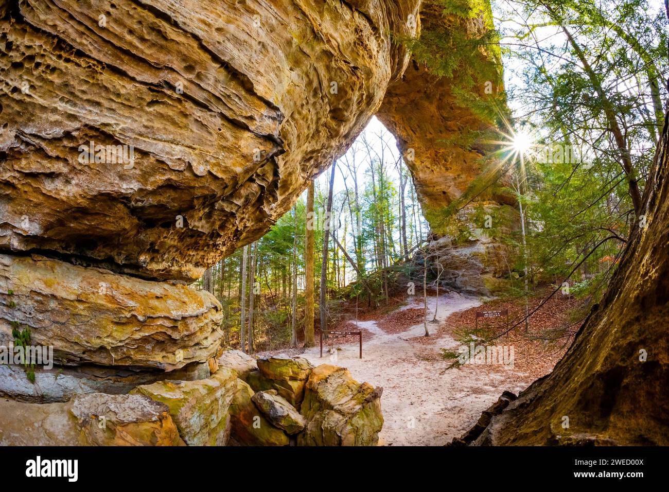 Scenic rocks erosion formation on Twin Arches trail in Big South Fork ...