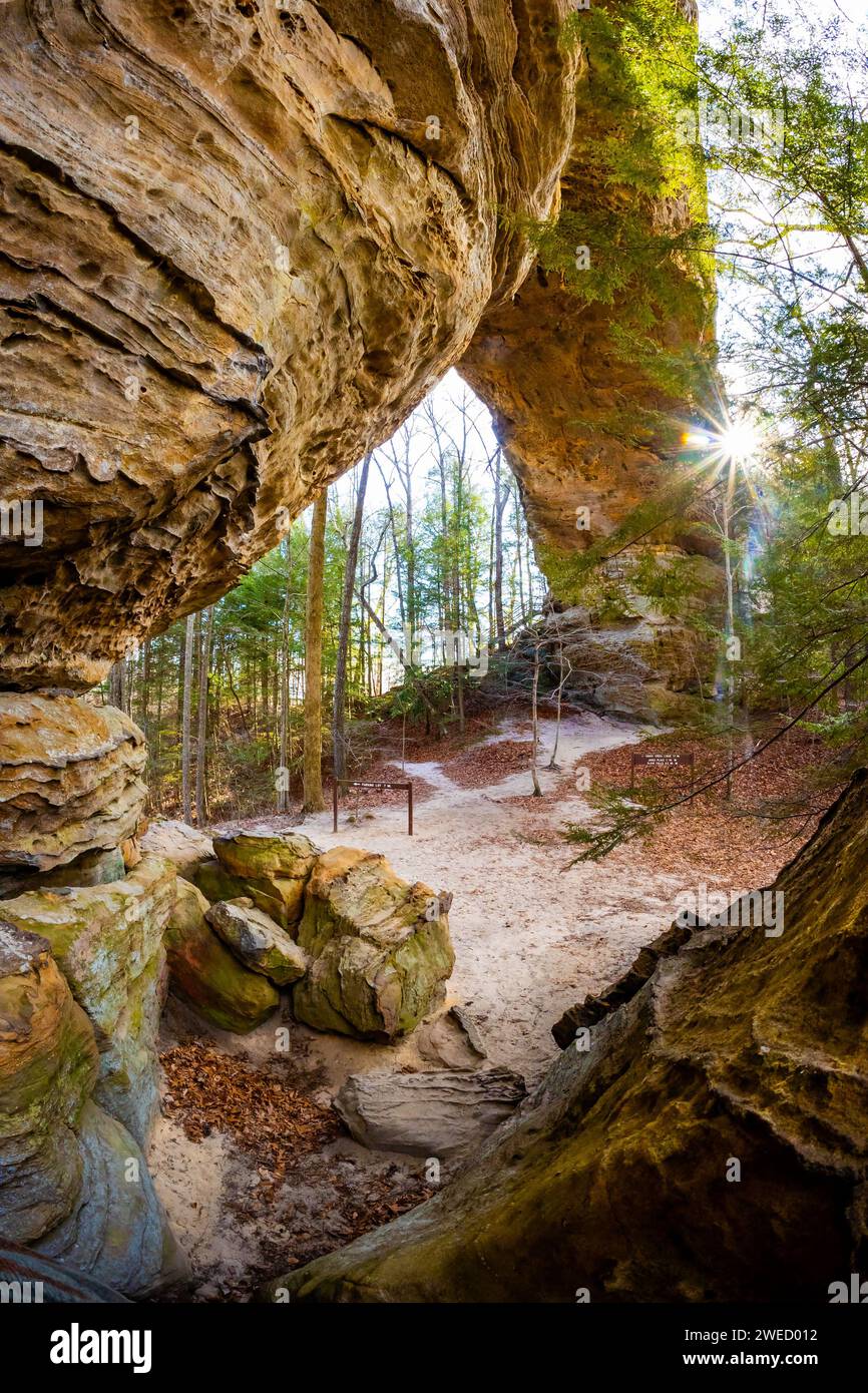Scenic rocks erosion formation on Twin Arches trail in Big South Fork ...