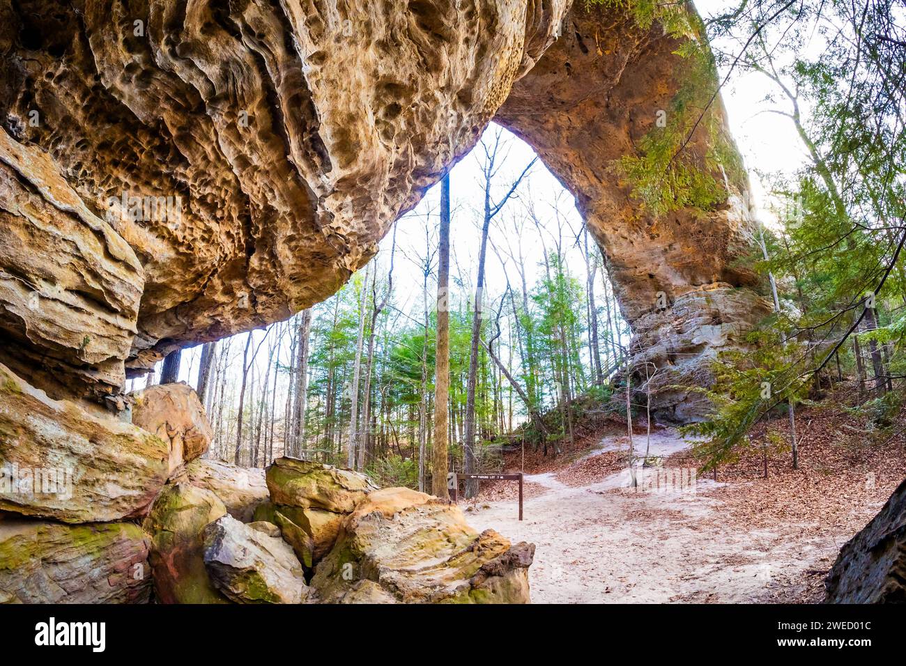 Scenic rocks erosion formation on Twin Arches trail in Big South Fork ...
