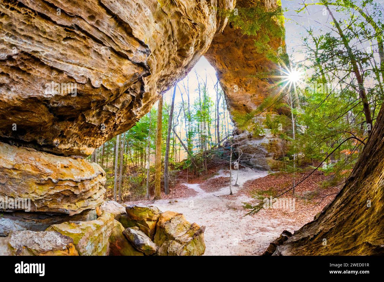 Scenic rocks erosion formation on Twin Arches trail in Big South Fork ...