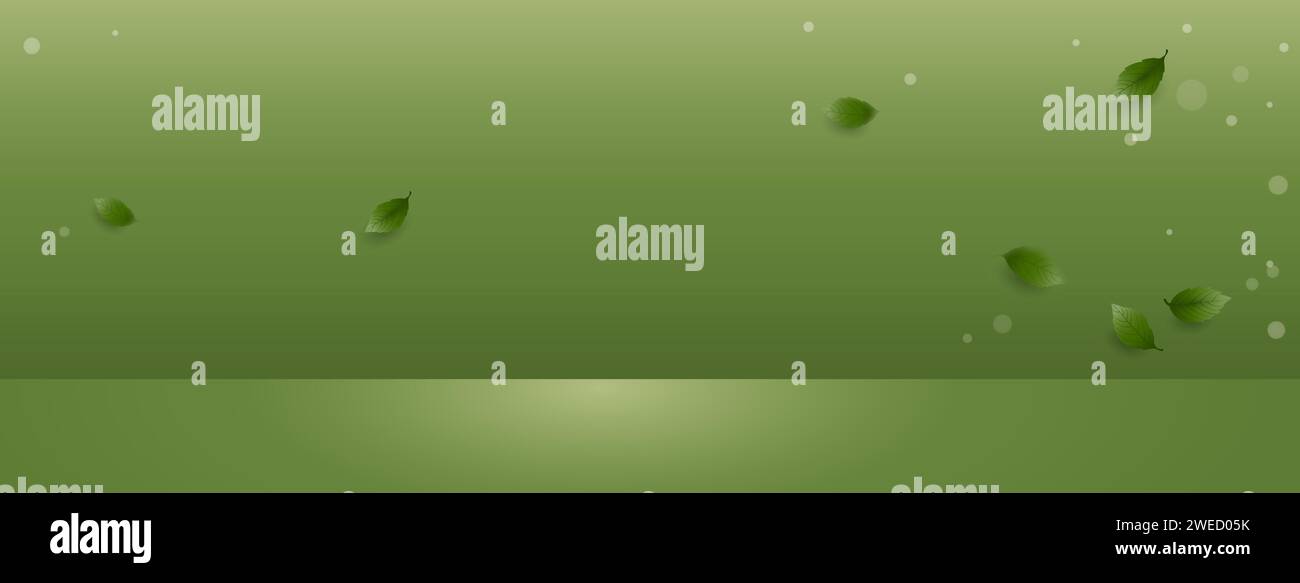 Leaves falling in fresh natural gradient light green room banner ...
