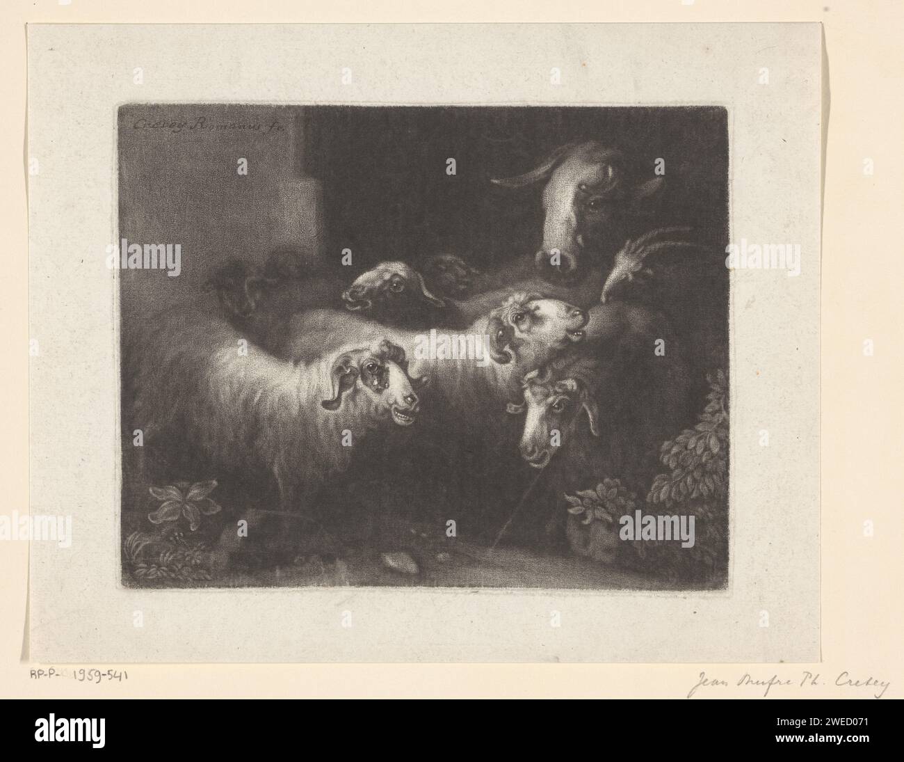 Herd of sheep with a cow, Jean Onufre Philippe Cretey, 1705 - 1715 ...