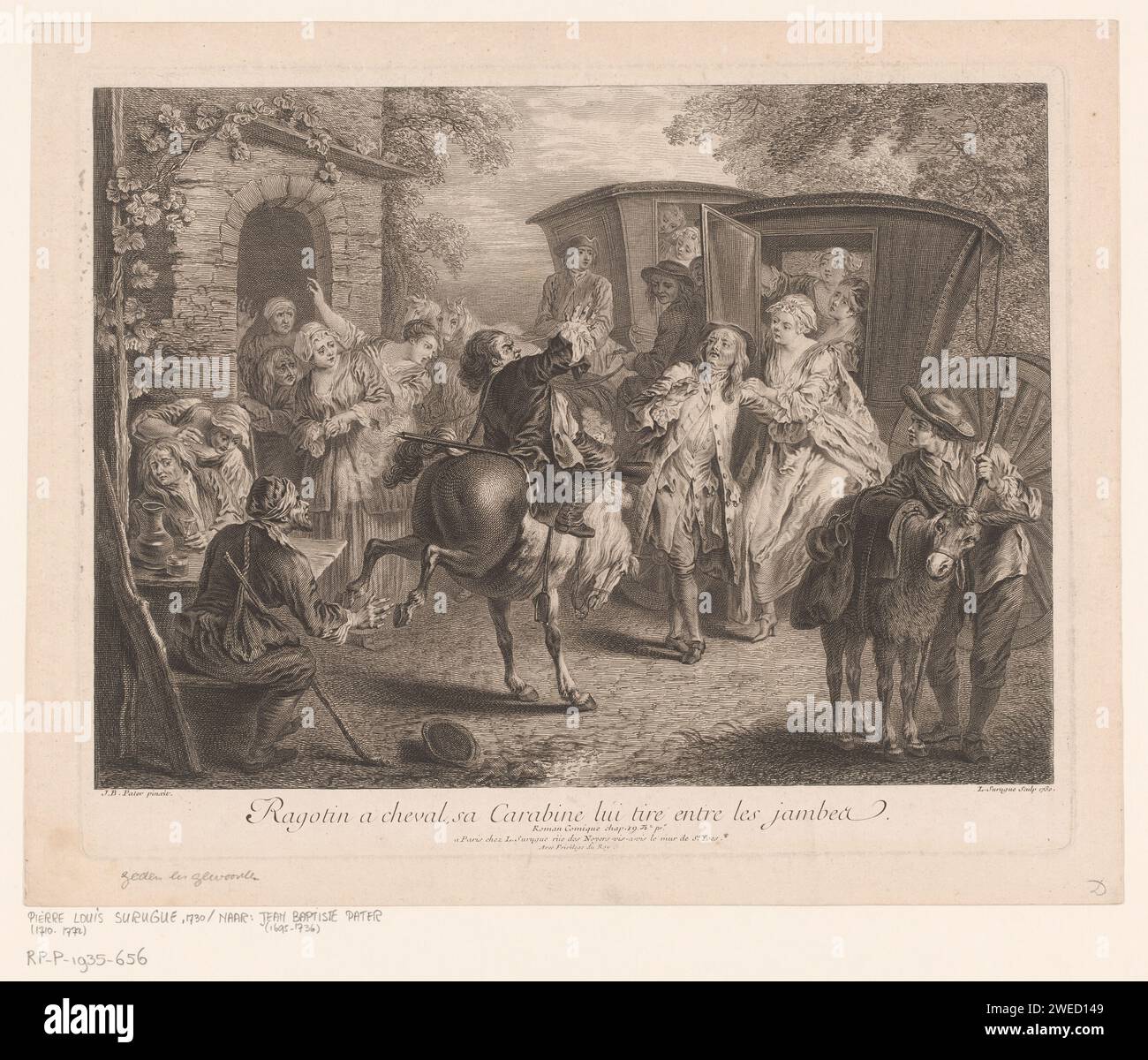 Ragotin on a horse, Louis Surugue, After Jean Baptiste François Pater ...