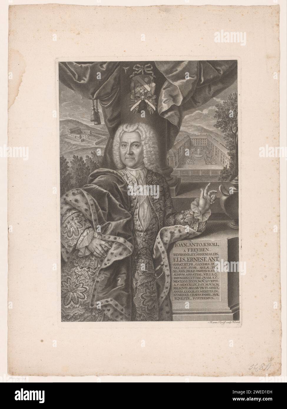 Portrait van Johann Anton Kroll von Freyhen, Martin Tyroff, 1714 - 1779 ...