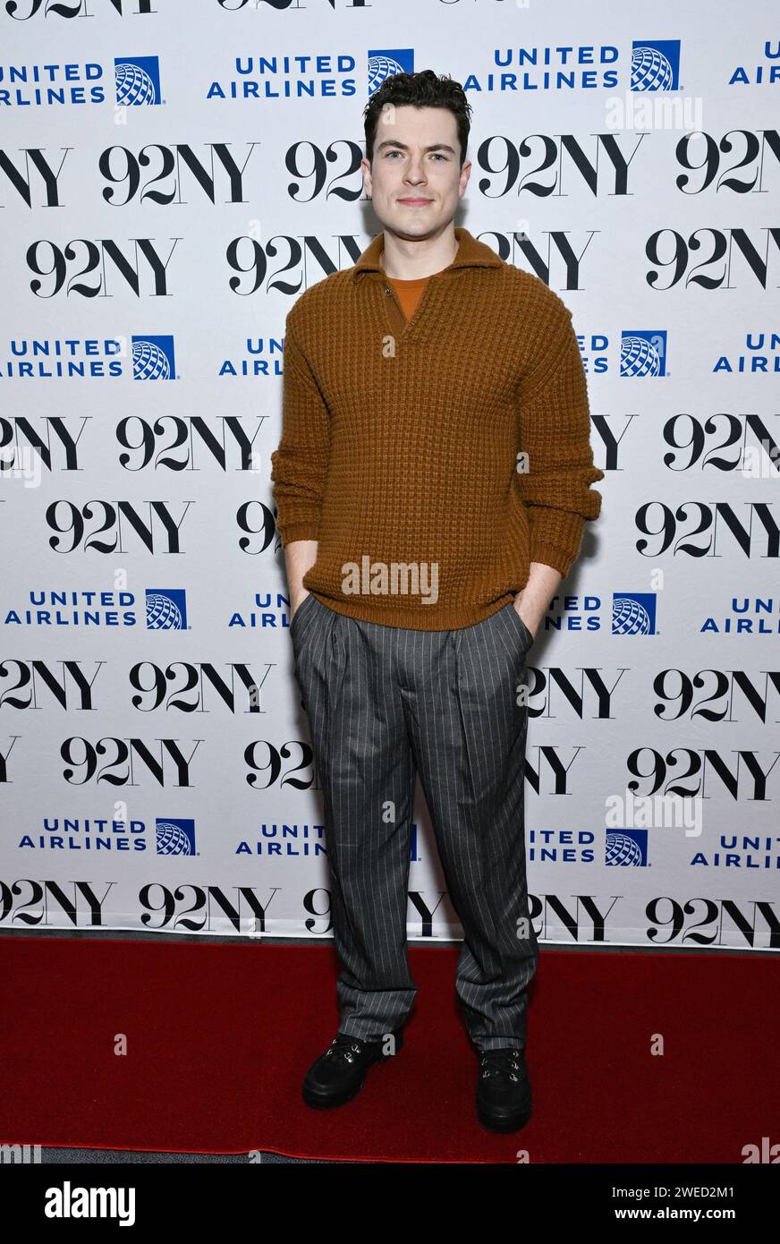 Nate Mann from the Apple TV+ series "Masters of the Air" poses backstage at The 92nd Street Y on ...