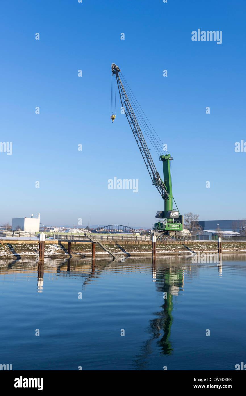 Loading crane, harbour crane, harbour, Rhine, Mannheim, Baden ...