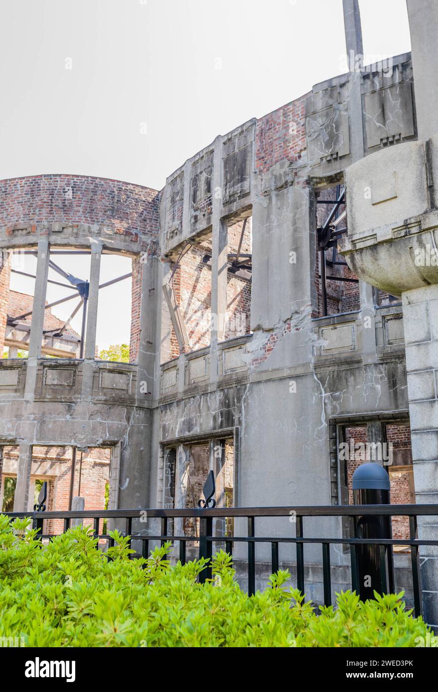 Closeup of side of A-bomb dome, remains of building from world war 2 in ...