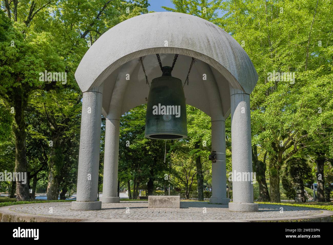 Bell of Peace located in Hiroshima Peace Memorial Park in Hiroshima ...