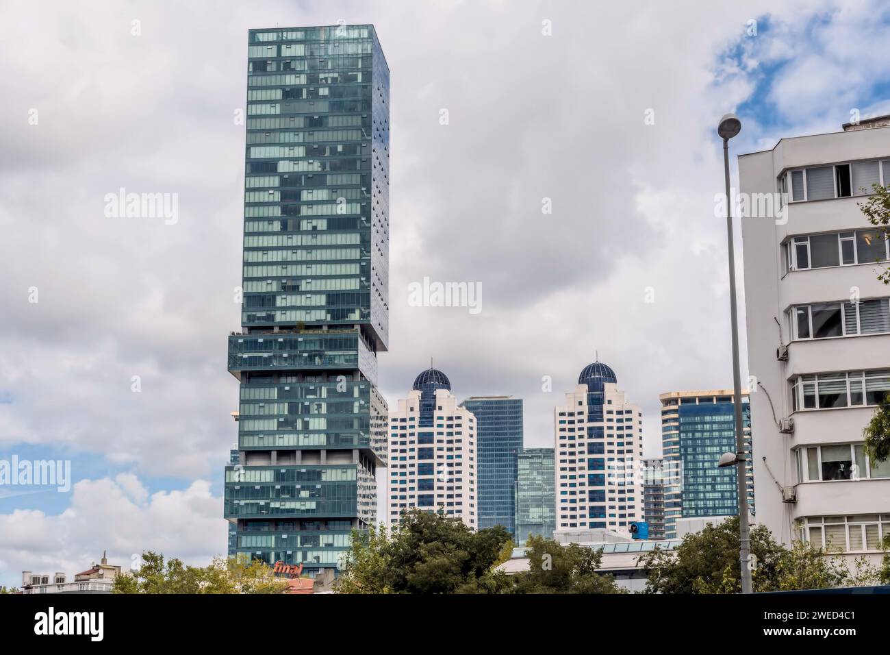 Square building with glass window facade in Istanbul, Turkiye Stock ...