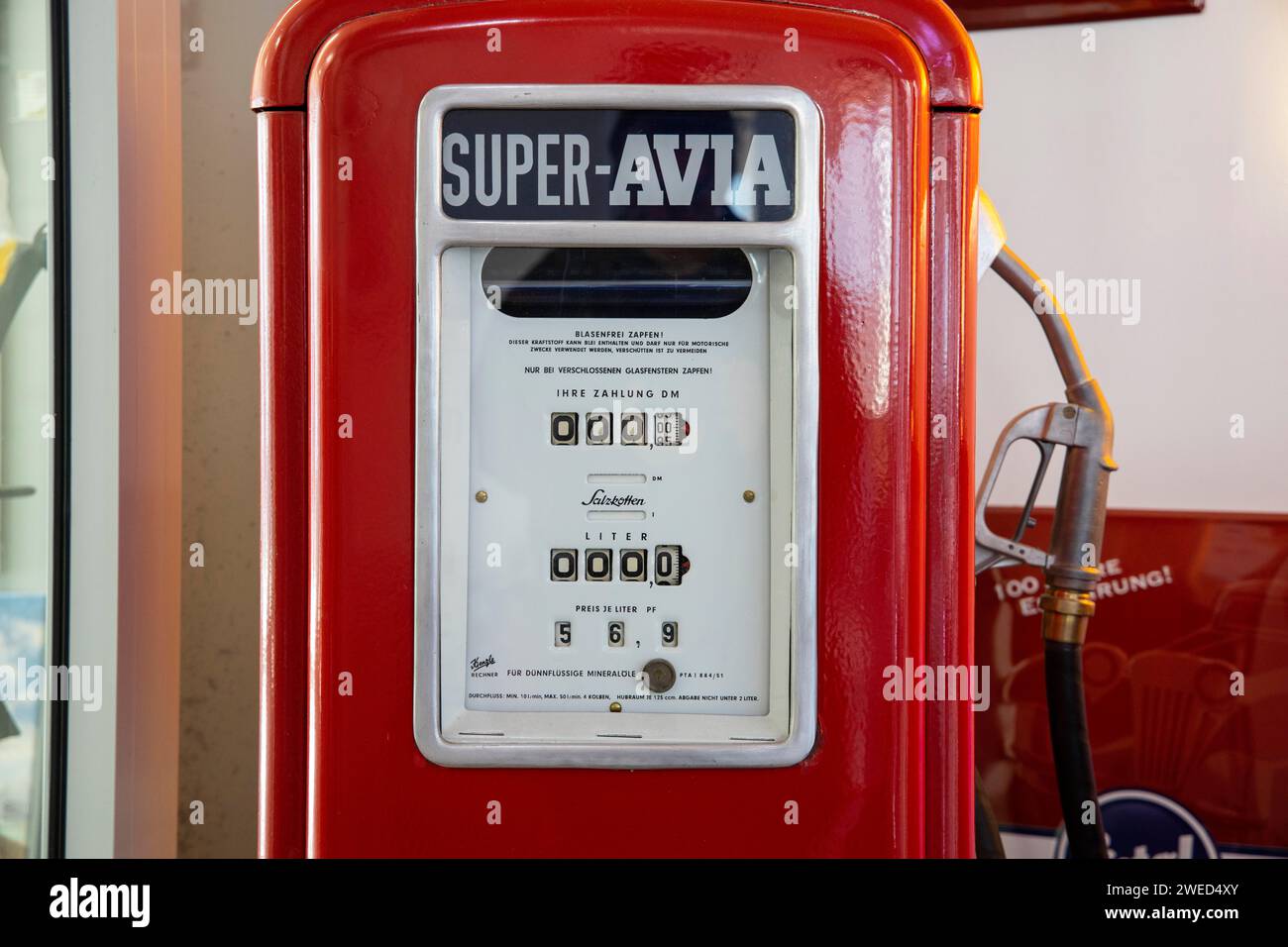Historic petrol pump fuel fuel nostalgia refuelling Avia Stock Photo ...