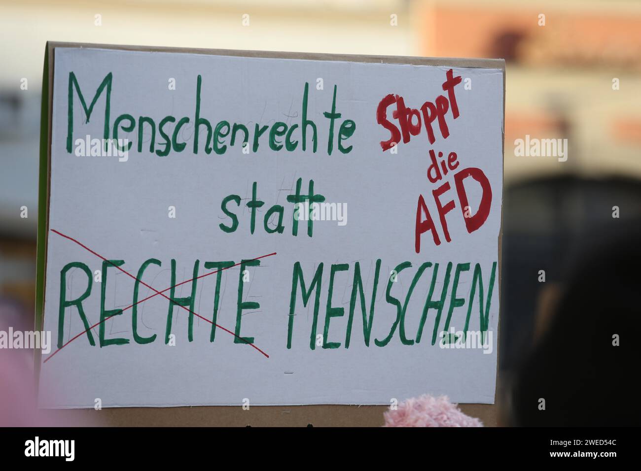 An anti-AFD banner on display at a demonstration in Coburg. The sign ...