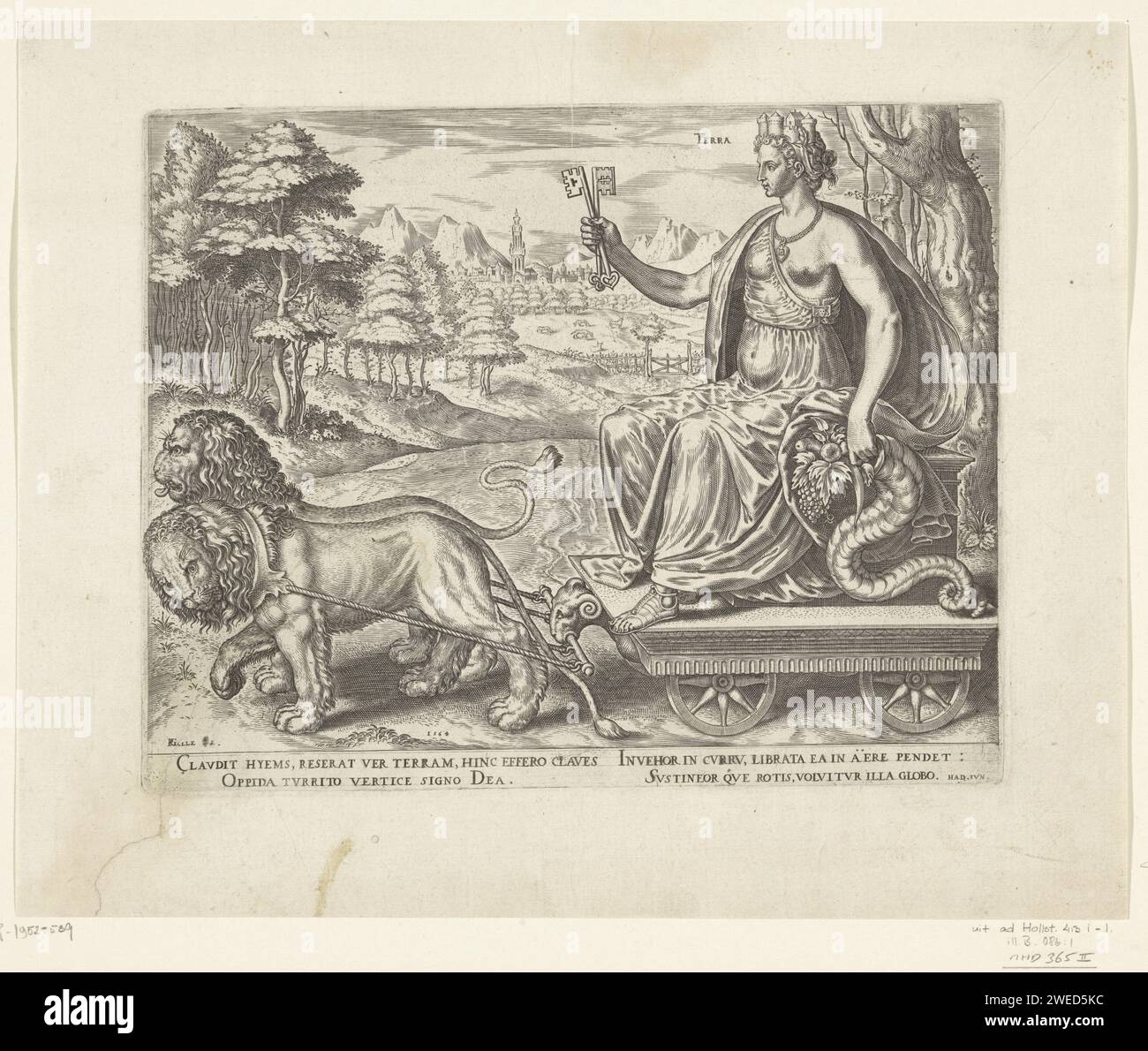 Earth, Philips Galle, 1564 print The element Earth, personed by the ...
