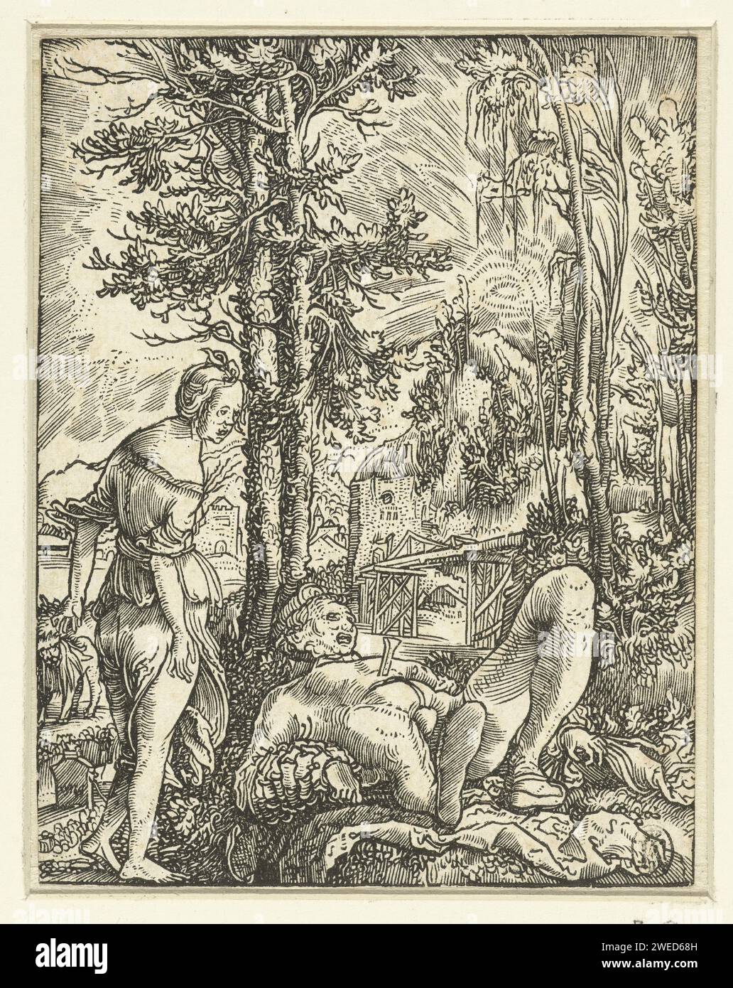 PYRAMUS en Thisbe, Wolfgang Huber, 1500 - 1553 print Thisbe finds her ...