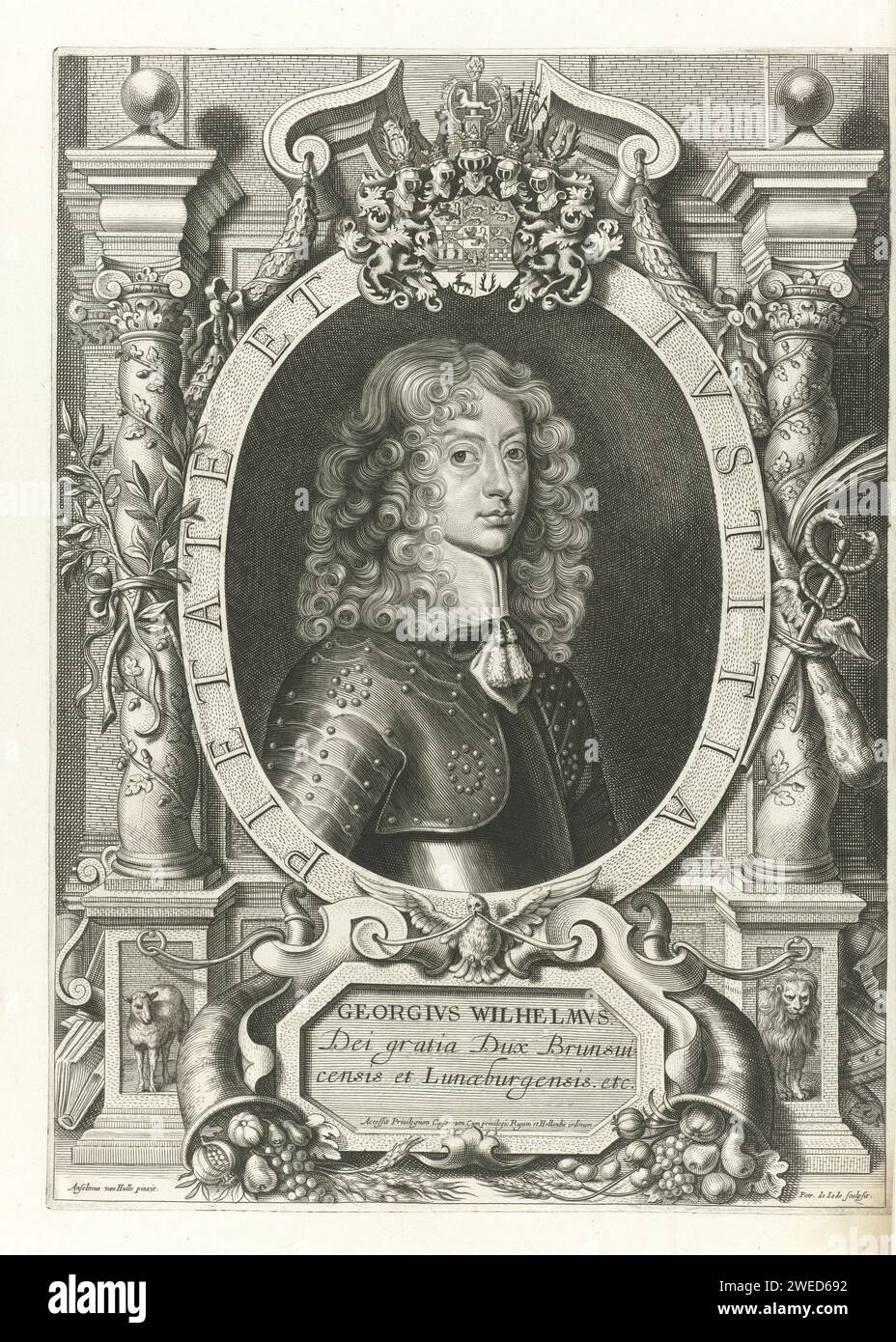 Portrait of Georg Willem, Duke of Brunswijk -Lüneburg, Pieter de Jode (II), After Anselm van ...