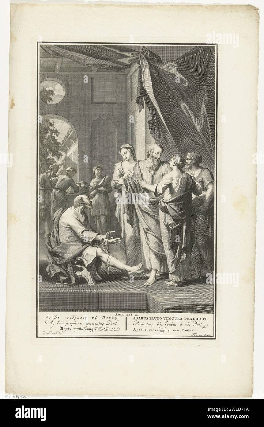 Prophecy of Agabus, Jacob Folkema, After Houbraken, 1702 - 1767 print ...