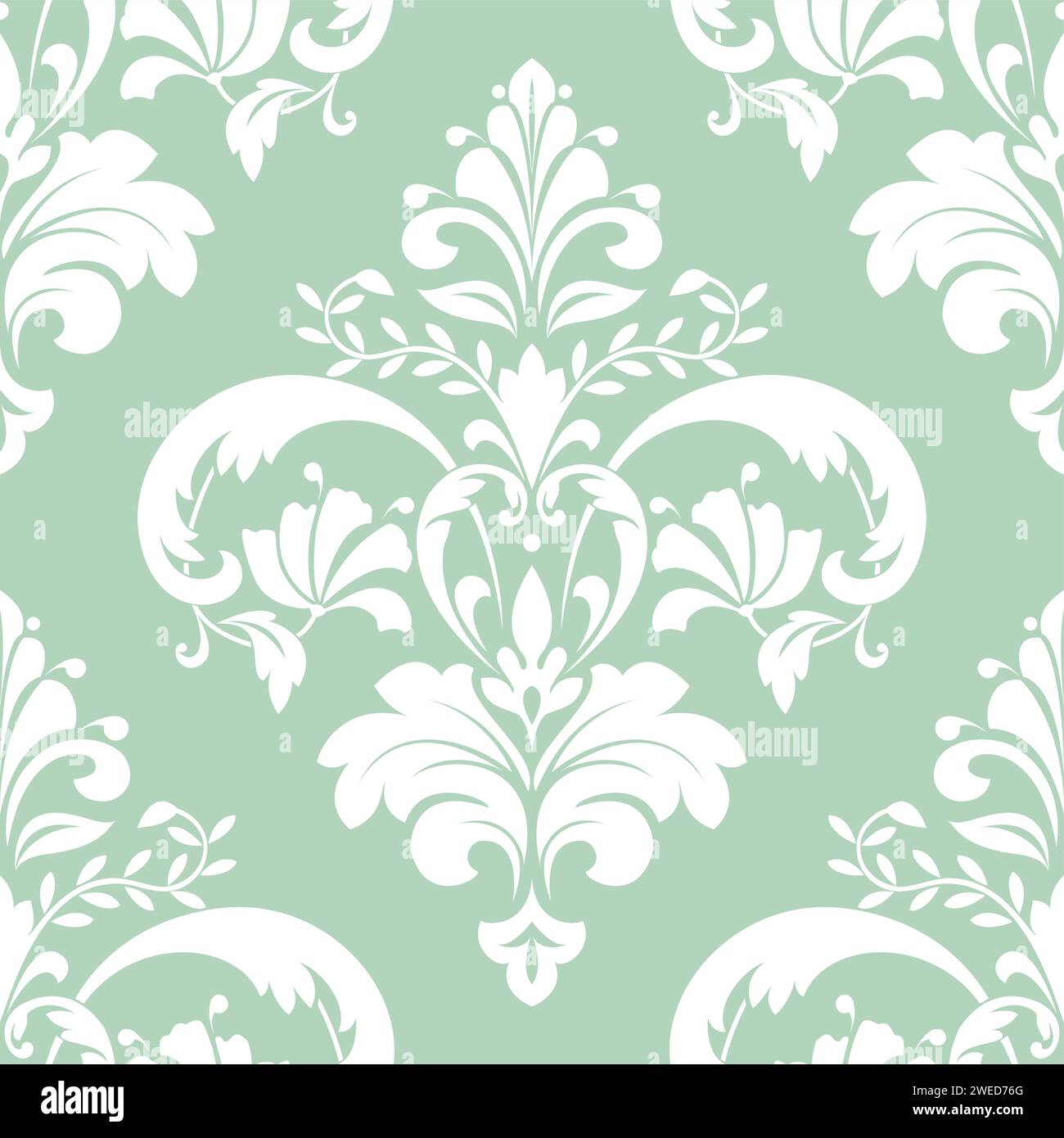 Floral pattern. Wallpaper seamless vector background. Green and white ...