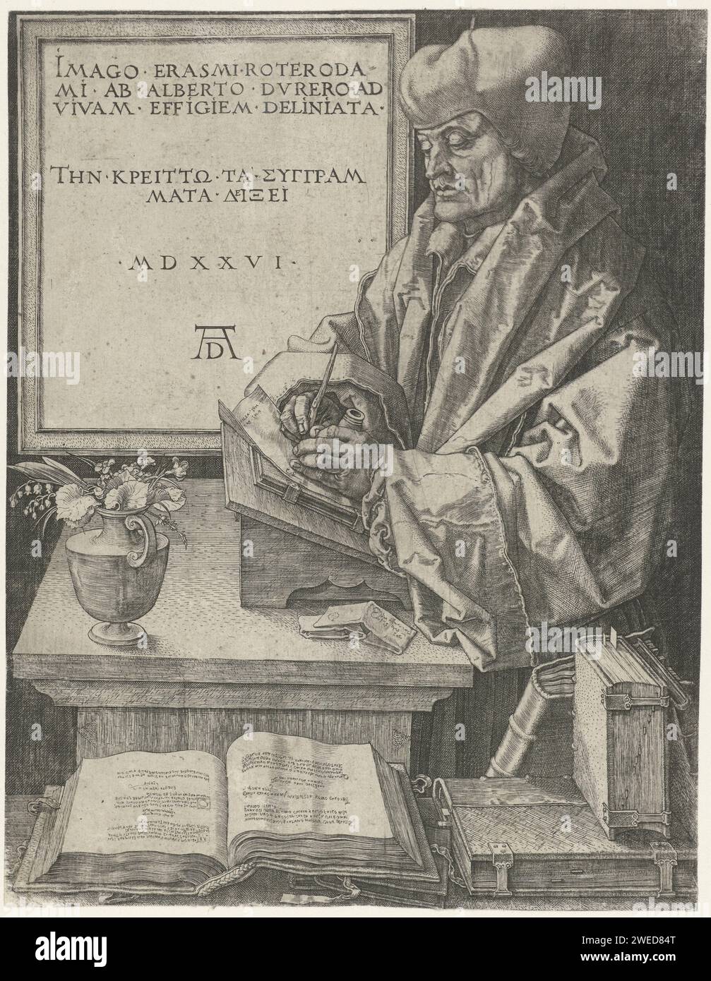 Portrait van Erasmus, Albrecht Dürer, 1526 print Portrait of Erasmus ...
