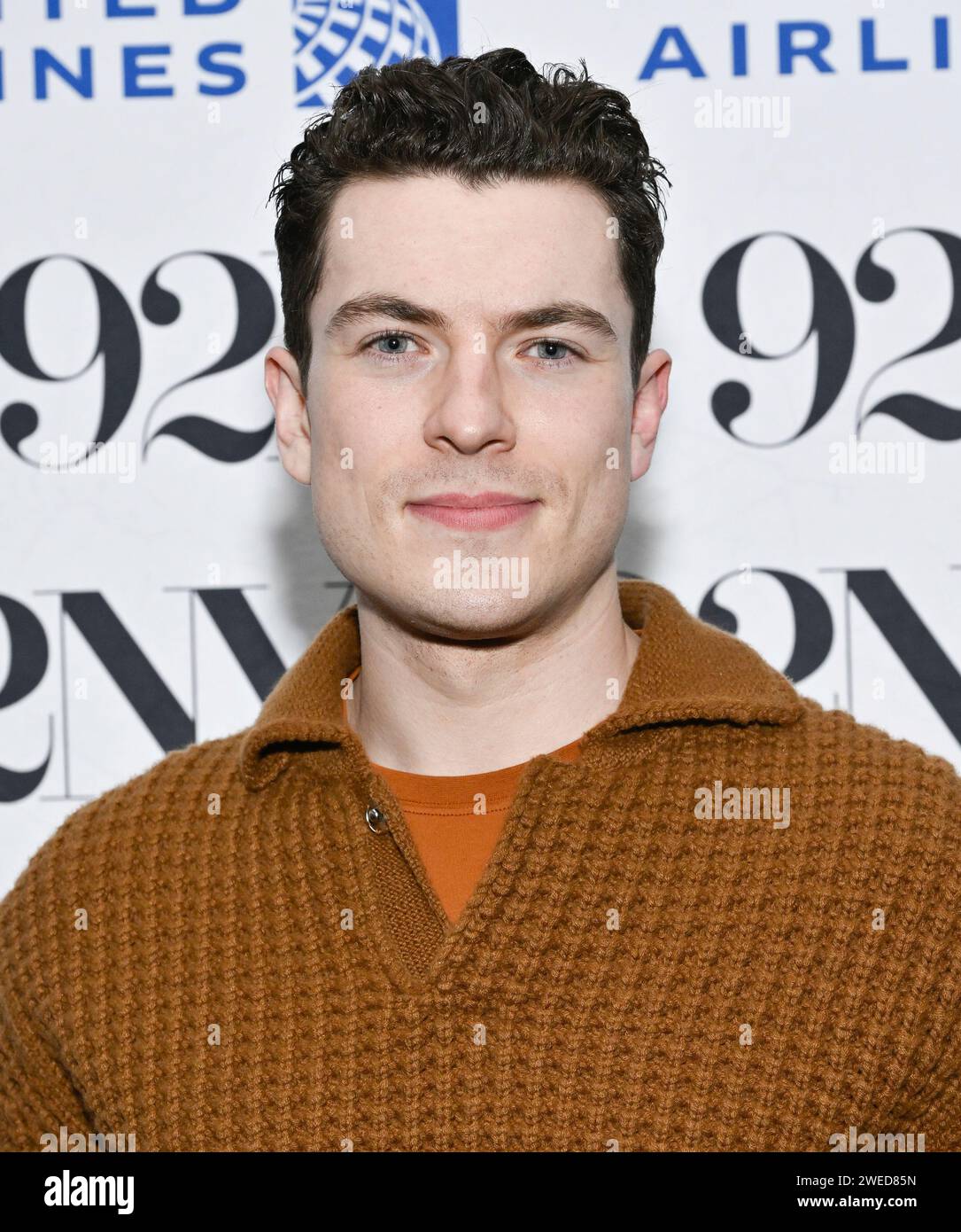 Nate Mann from the Apple TV+ series "Masters of the Air" poses backstage at The 92nd Street Y on ...