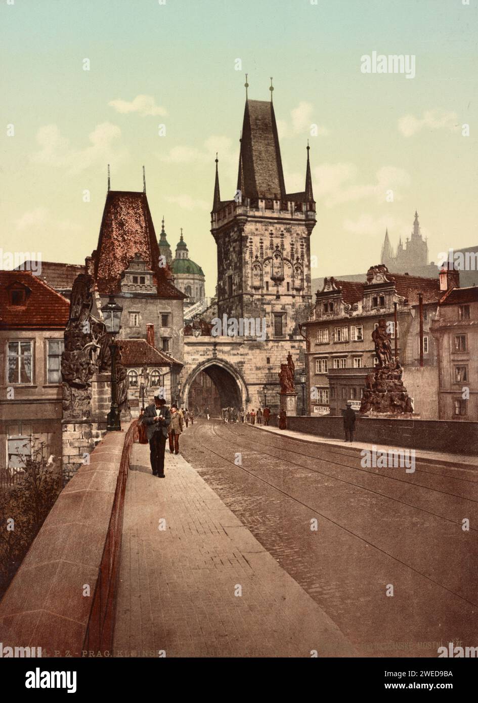 Charles Bridge and Gothic style Old Town Bridge Tower in Prague, Czech ...