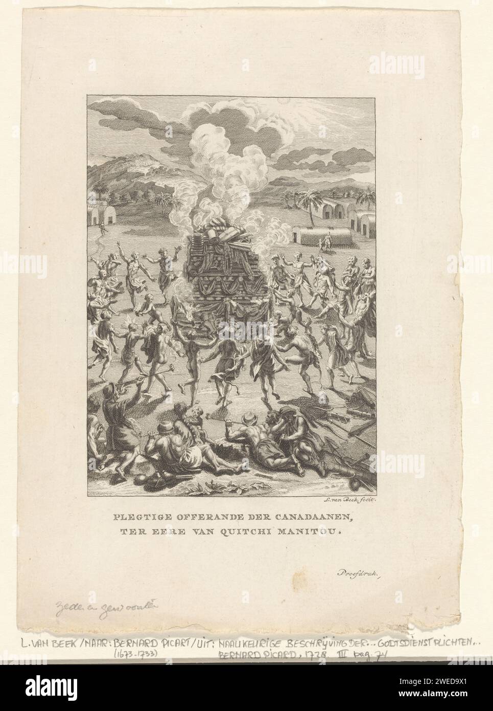 Original residents of Canada sacrifice to Gench Manitou, Jan Lucas van ...