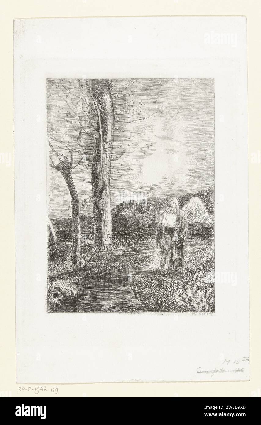 Archangel Rafaël, Odilon Redon, 1878 - 1882 print Landscape with the ...
