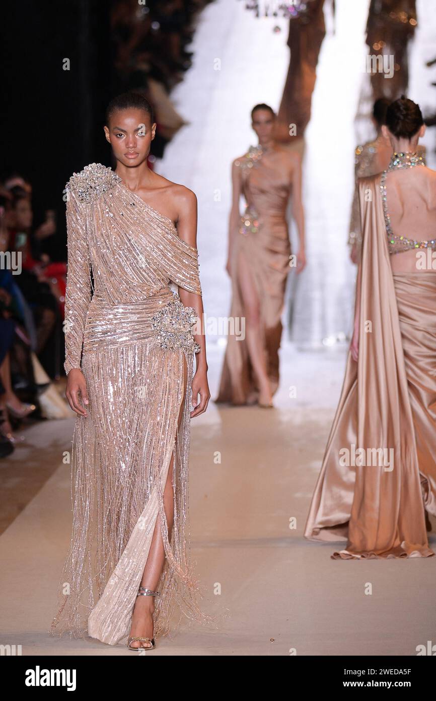 Paris, France. 24th Jan, 2024. A model walks the runway during the ...