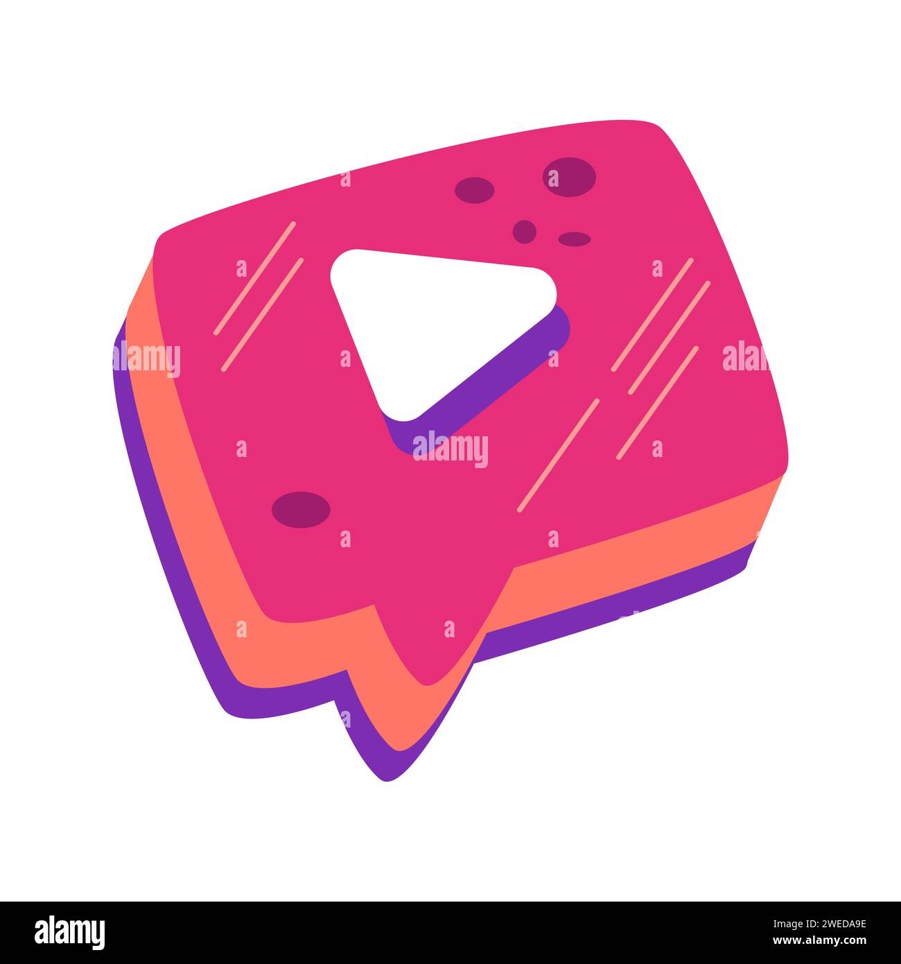 Play Button Icon Play Button Isolated On Bubble Speech Icon Element Vector Illustration In Flat