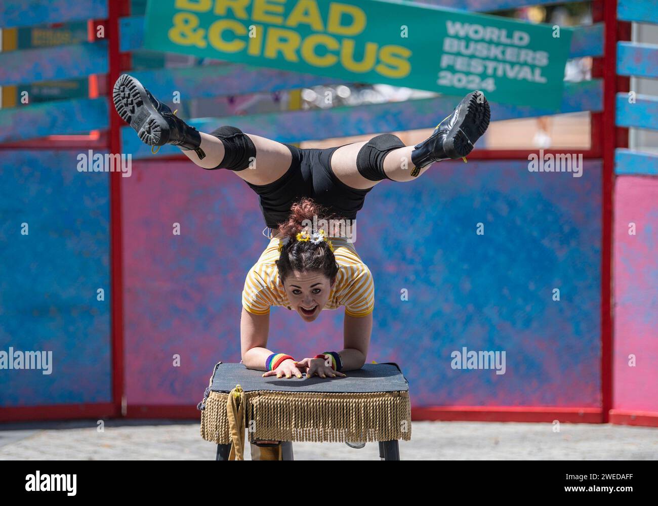 Christchurch, New Zealand. 25th Jan, 2024. Street performer LEAH ...