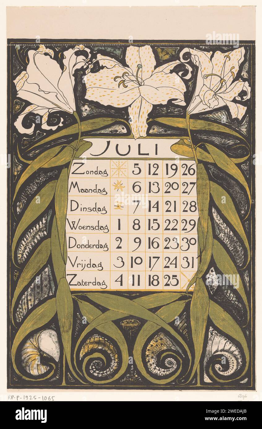 Calendar magazine for July 1896, Theo Nieuwenhuis, 1895 print A ...