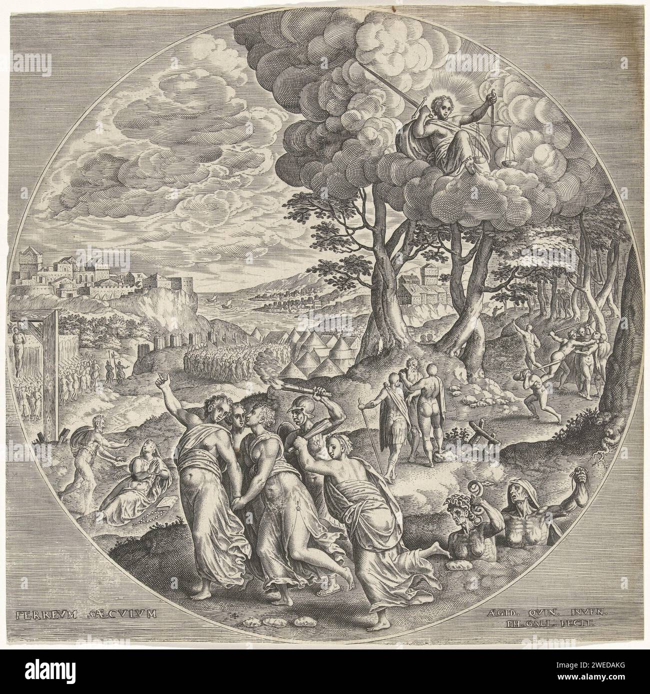 Iron century, Philips Galle, After Gillis Coignet (I), 1573 print In a ...