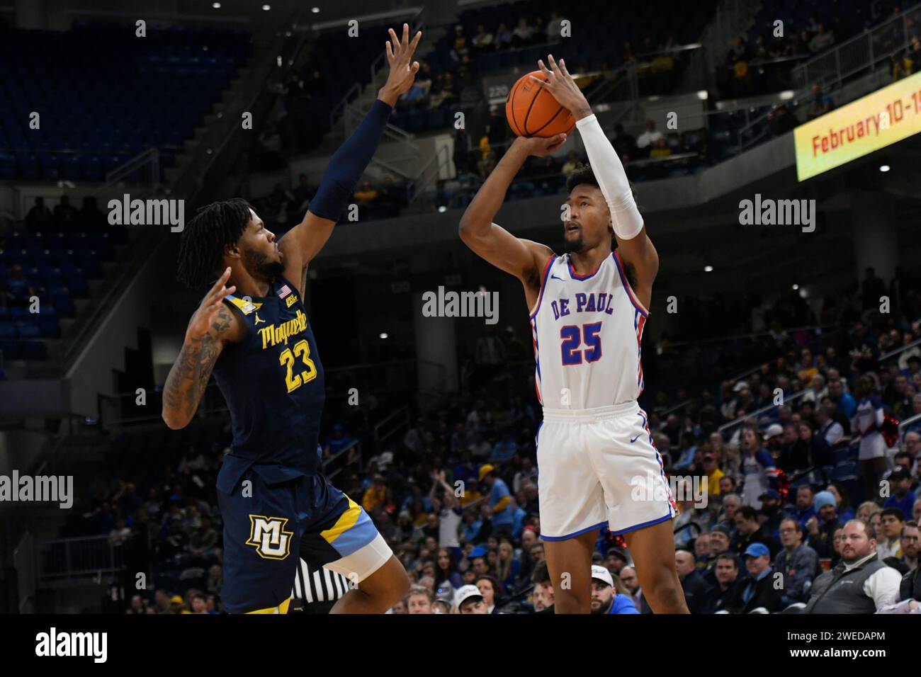 DePaul's Jeremiah Oden (25) goes up for a shot against Marquette's ...
