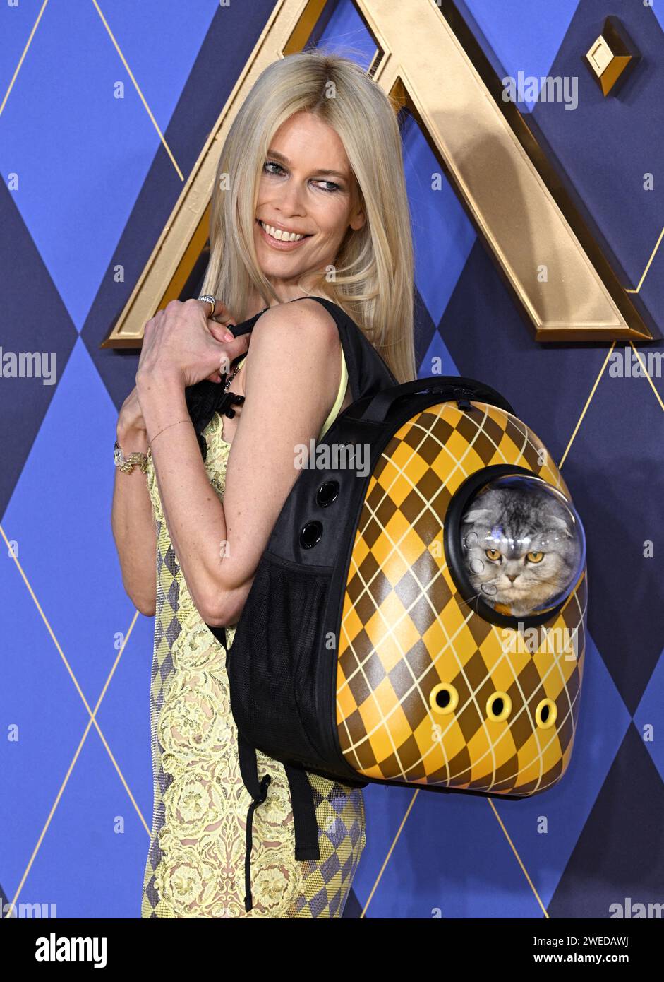 London, UK. 24th Jan, 2024. Claudia Schiffer and Chip the cat at the ...