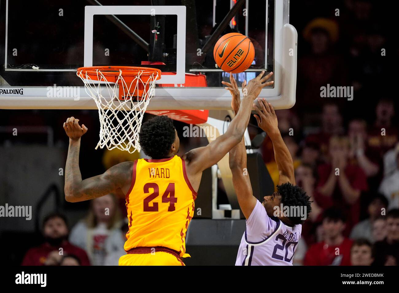 Kansas State forward Jerrell Colbert (20) is fouled by Iowa State ...