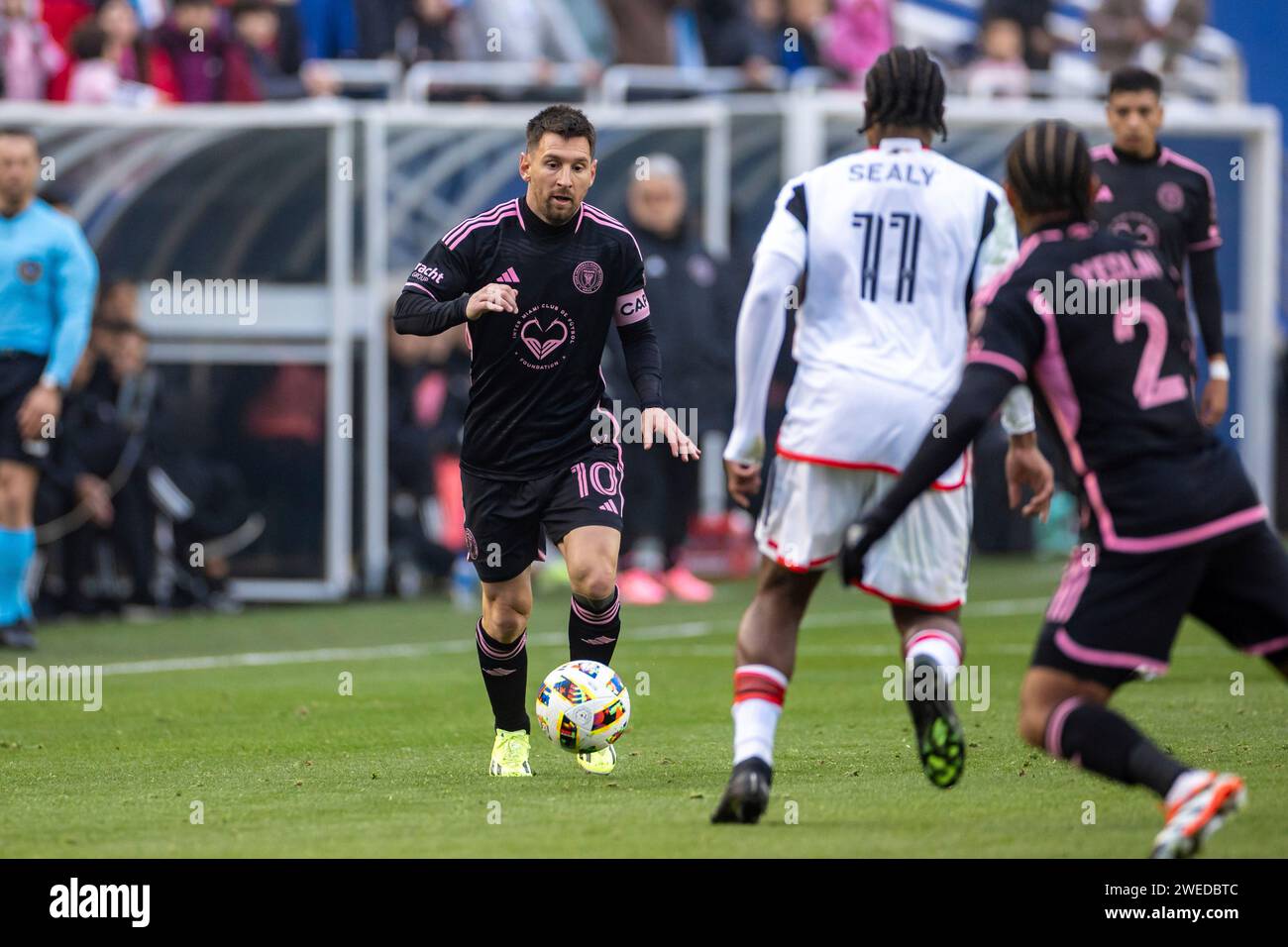 DALLAS, TX - JAN 22: Inter Miami CF forward Lionel Messi (#10) dribbles ...