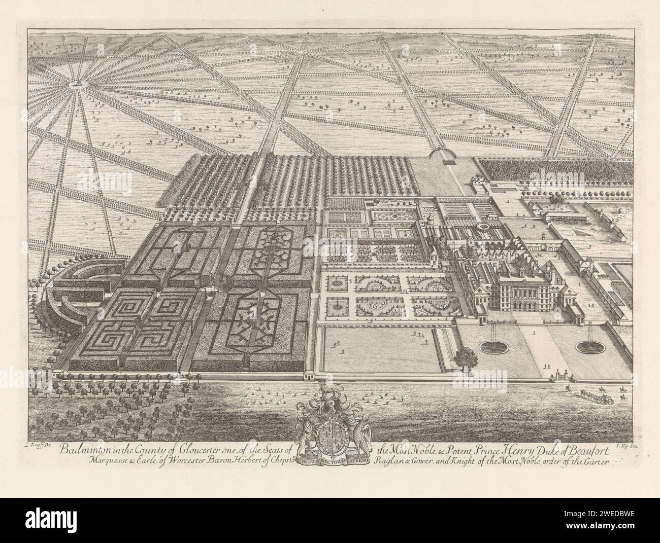 Badminton estate, Johannes Kip, After Leonard Knijff, 1709 print View ...
