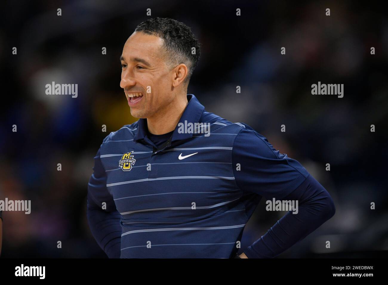 Marquette head coach Shaka Smart celebrates during the final seconds of ...
