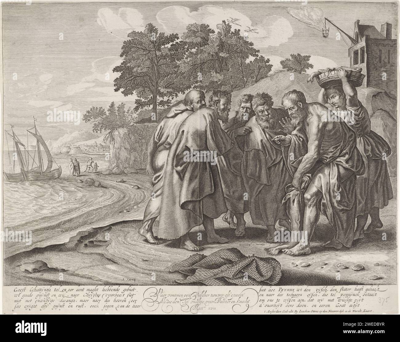 Peter finds a coin in the mouth of a fish, Salomon Savery, after Peter ...