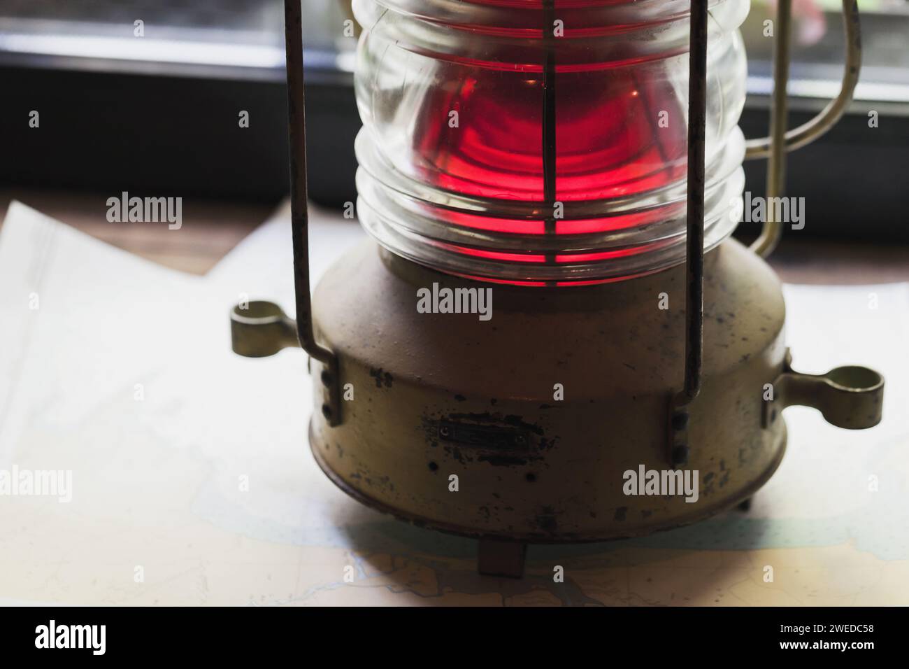 Red marine signal light, close up photo Stock Photo - Alamy
