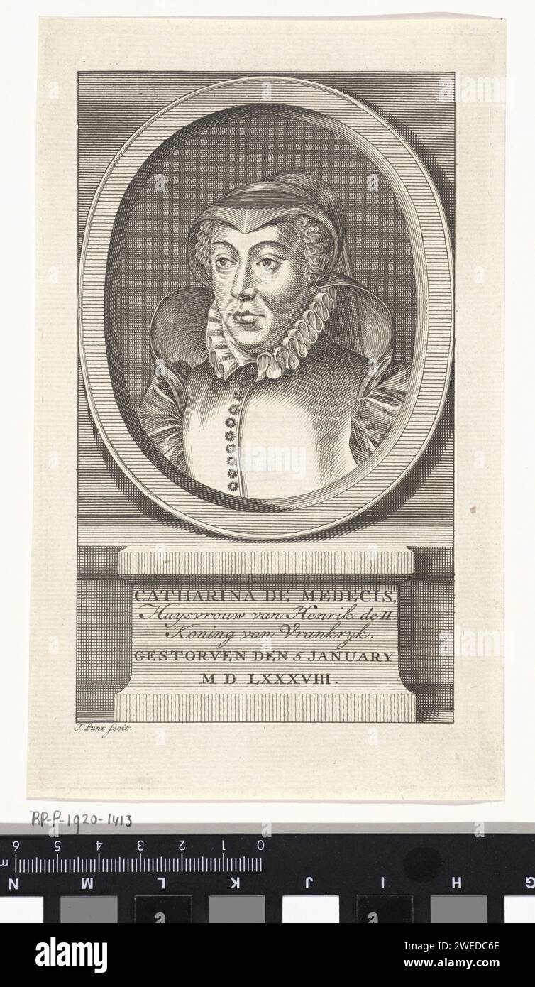 Portrait of Catharina de 'Medici, Queen of France, Jan Punt, 1786 print ...