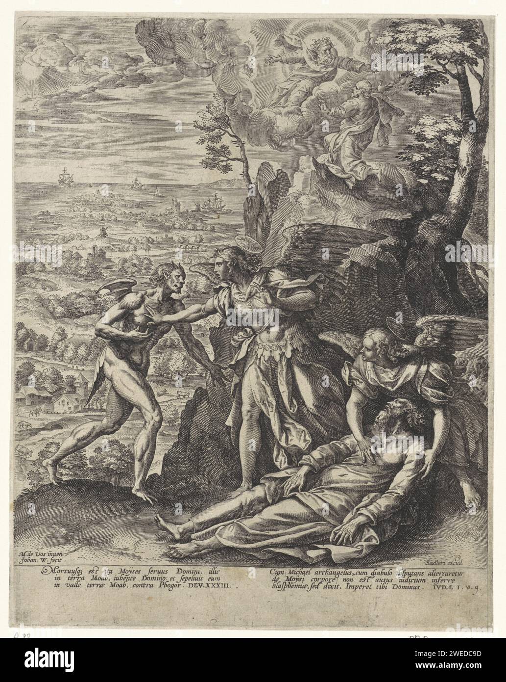 Death of Moses, Johannes Wierix, After Maerten de Vos, 1582 - 1583 ...