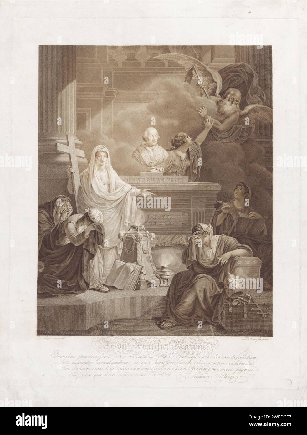 Memorie print for Pope Pius VI, Ludwig Gottlieb Portman, after Jacques ...