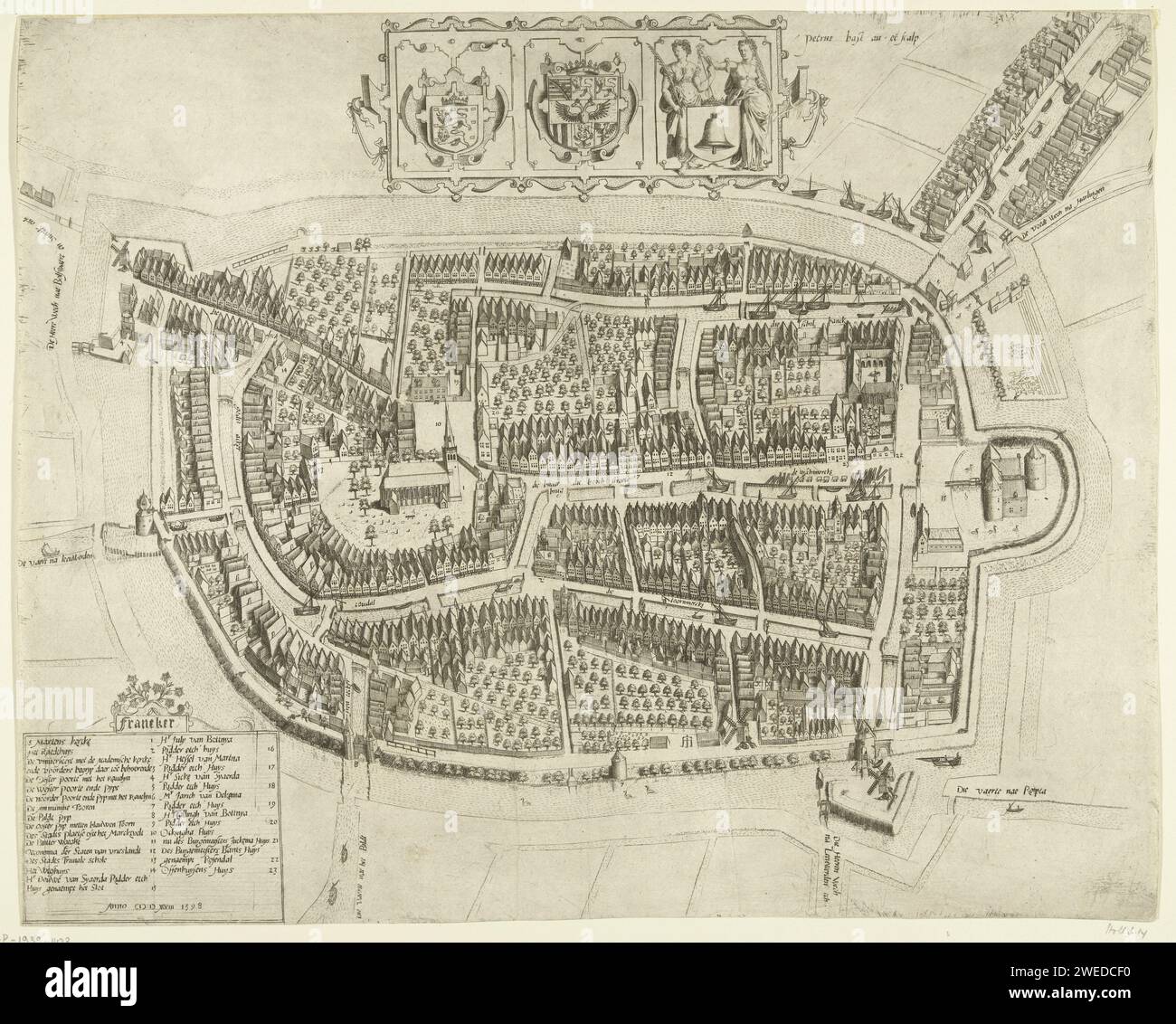 Map of Franeker, 1598, Pieter Bast, 1598 print Franeker in a nutshell ...