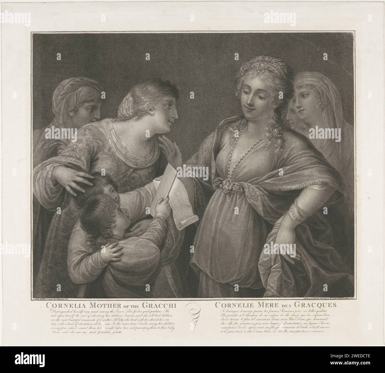 Cornelia Mother der Gracchen, Marino Bovi, After Francesco Bartolozzi ...