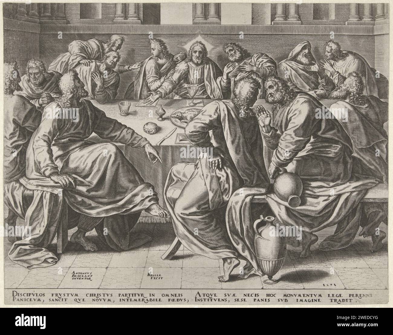 Last Supper, Philips Galle, After Anthonie Blocklandt, 1571 print ...