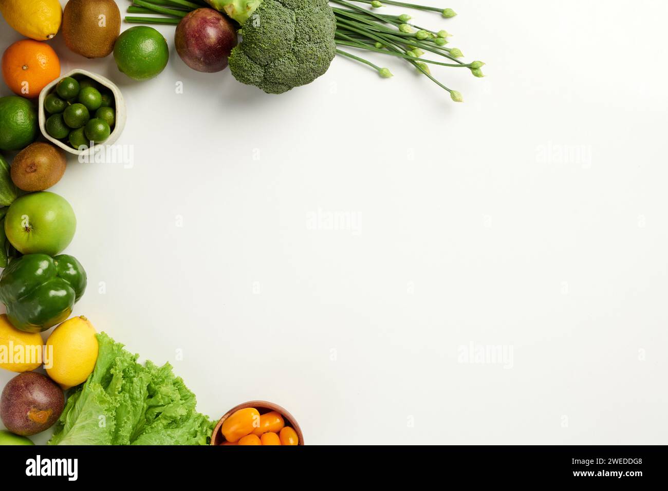 Organic food background with various fresh vegetable and fruits Stock ...