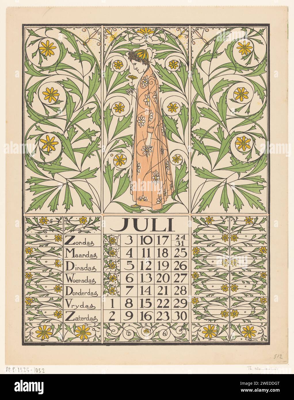 Calendar magazine for July 1898, Theo Nieuwenhuis, 1897 print A ...