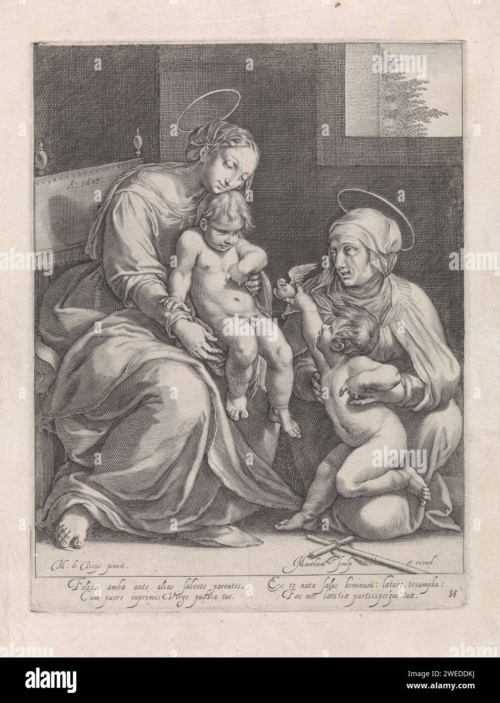 Maria with Kind and Elisabeth with the Little Johannes, Jacob Matham ...
