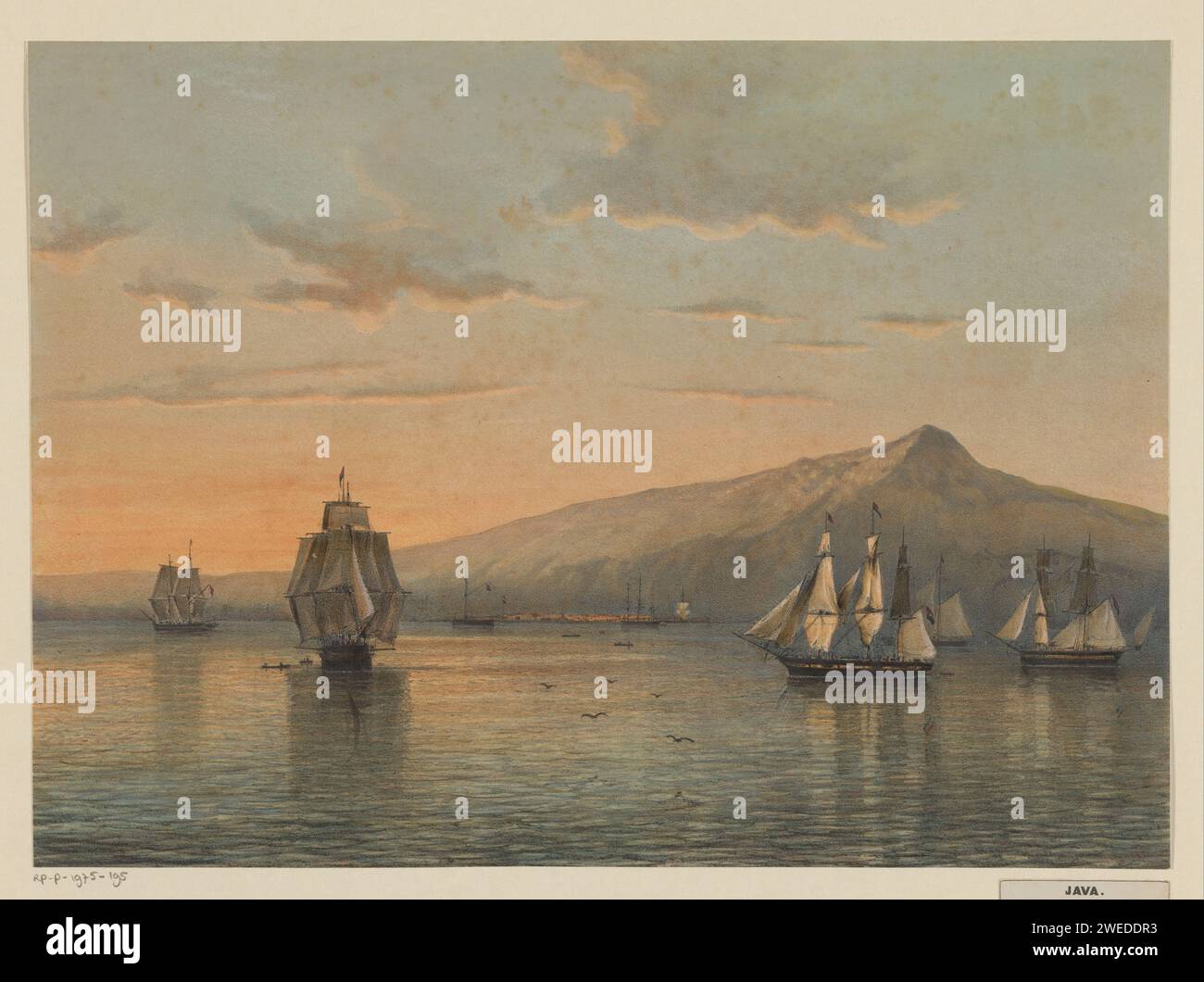 View of the anchorage near Anjer on Java, Johan Conrad Greive, after ...