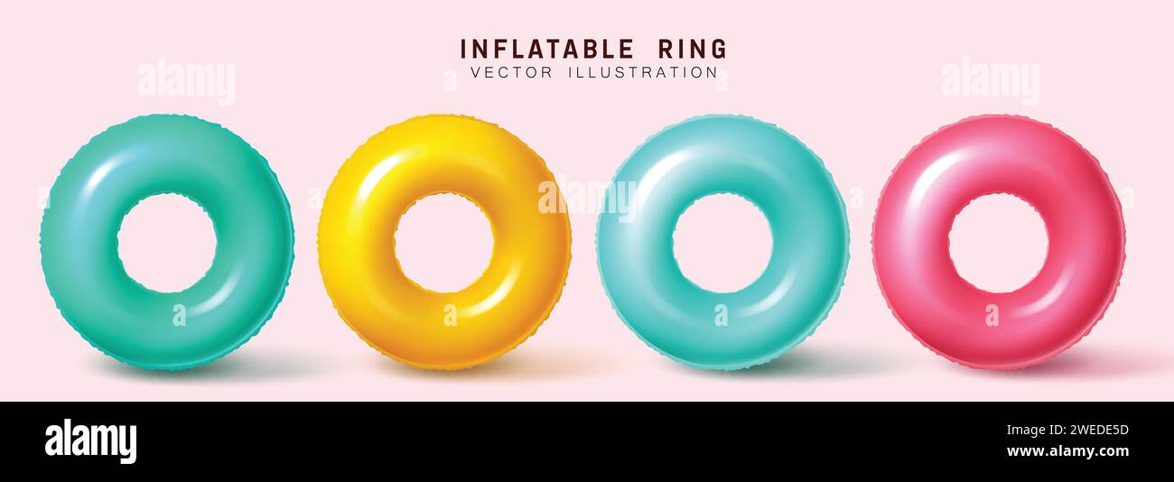 Summer inflatable ring vector set design. Summer inflatable rings ...